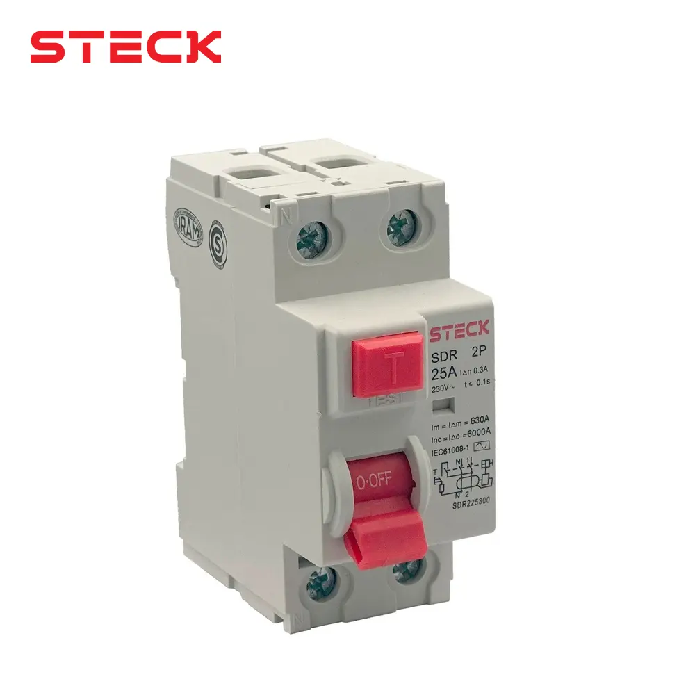 INTERRUPTOR DIFERENCIAL 2P 25A 230VAC 300MA T. AC, SDR225300, STECK | SEGCON Industrial